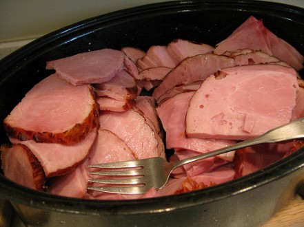 Easy Meal - Fried Ham Slices And Double Crunch Apple Salad