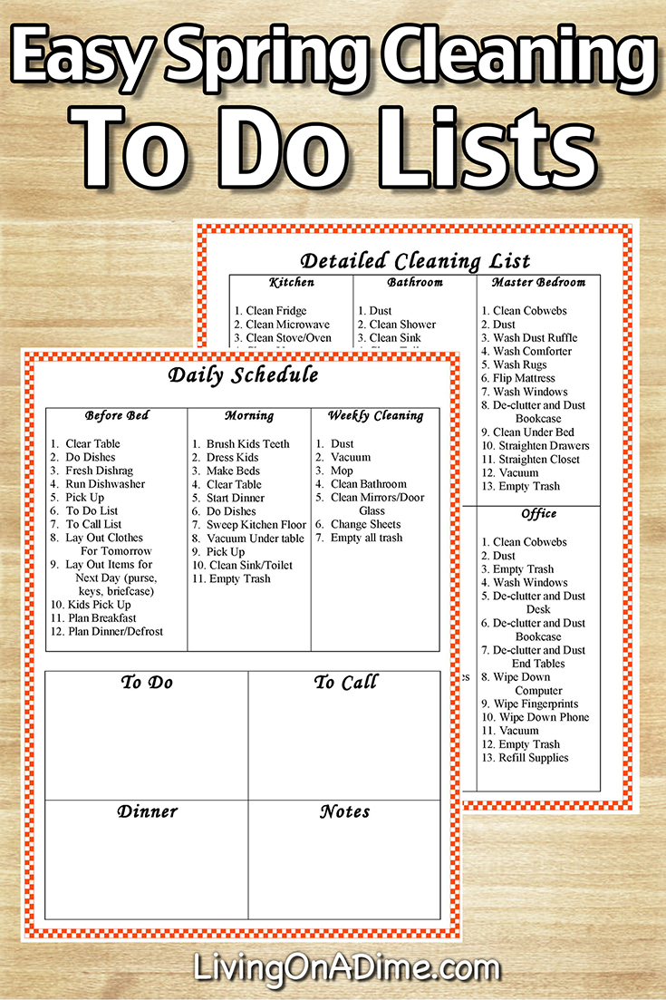 Easy Spring Cleaning To Do Lists And Schedules - Living On A Dime
